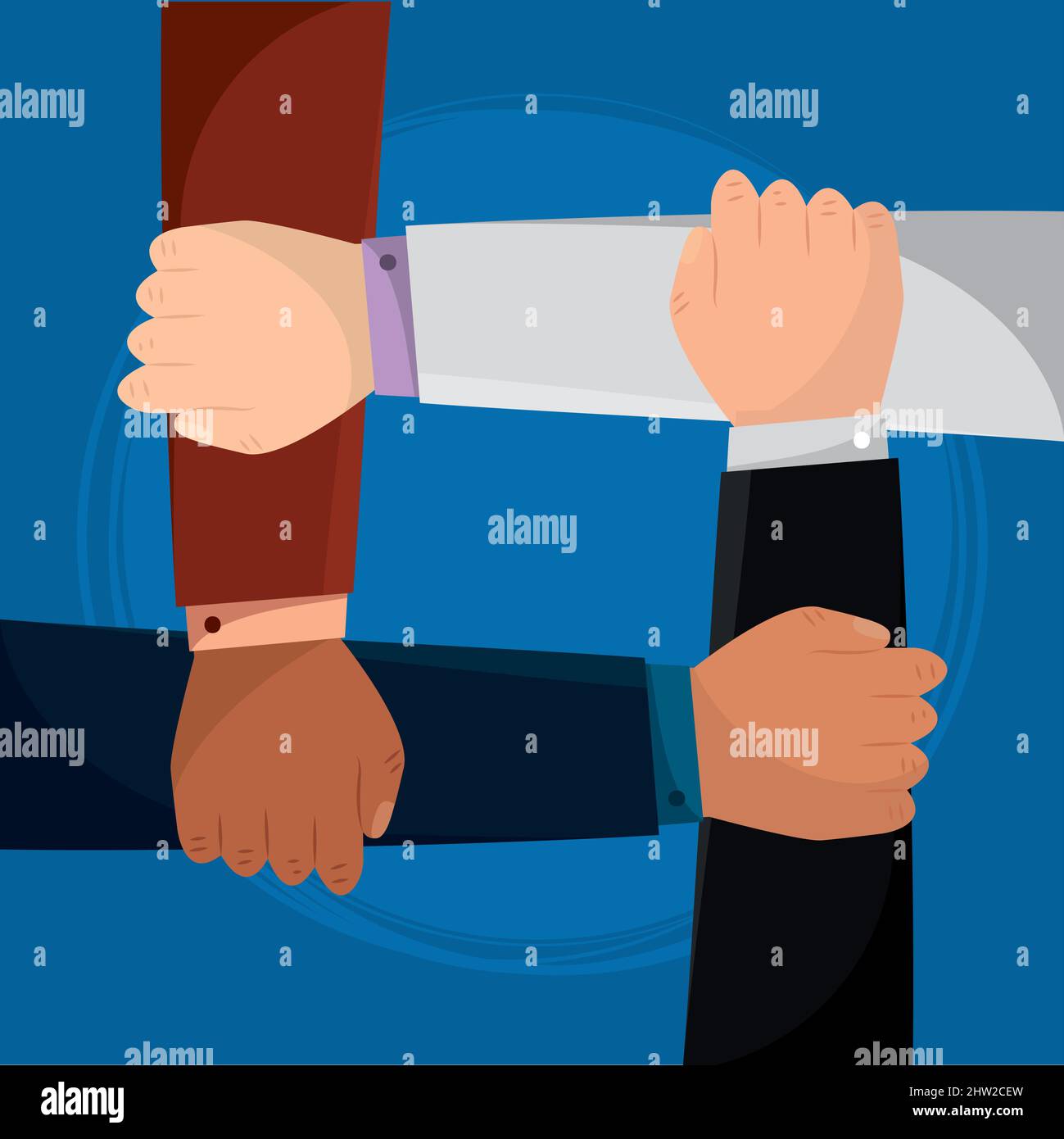 Hands holding each other teamwork concept Vector illustration Stock ...