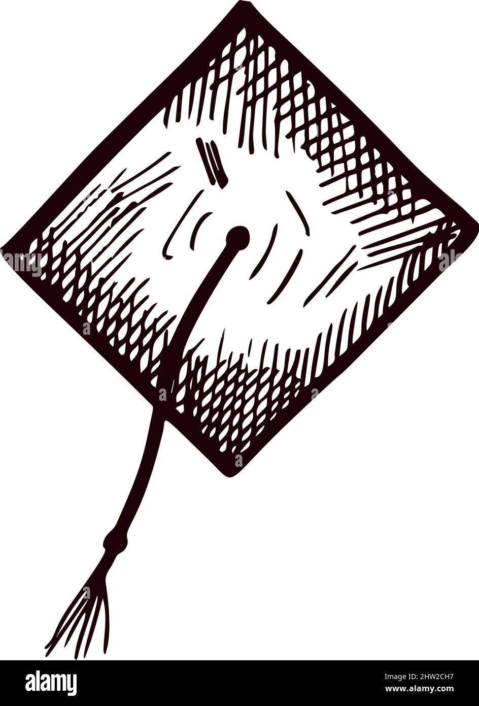 Graduate hat sketch isolated. Vintage element education in hand drawn ...