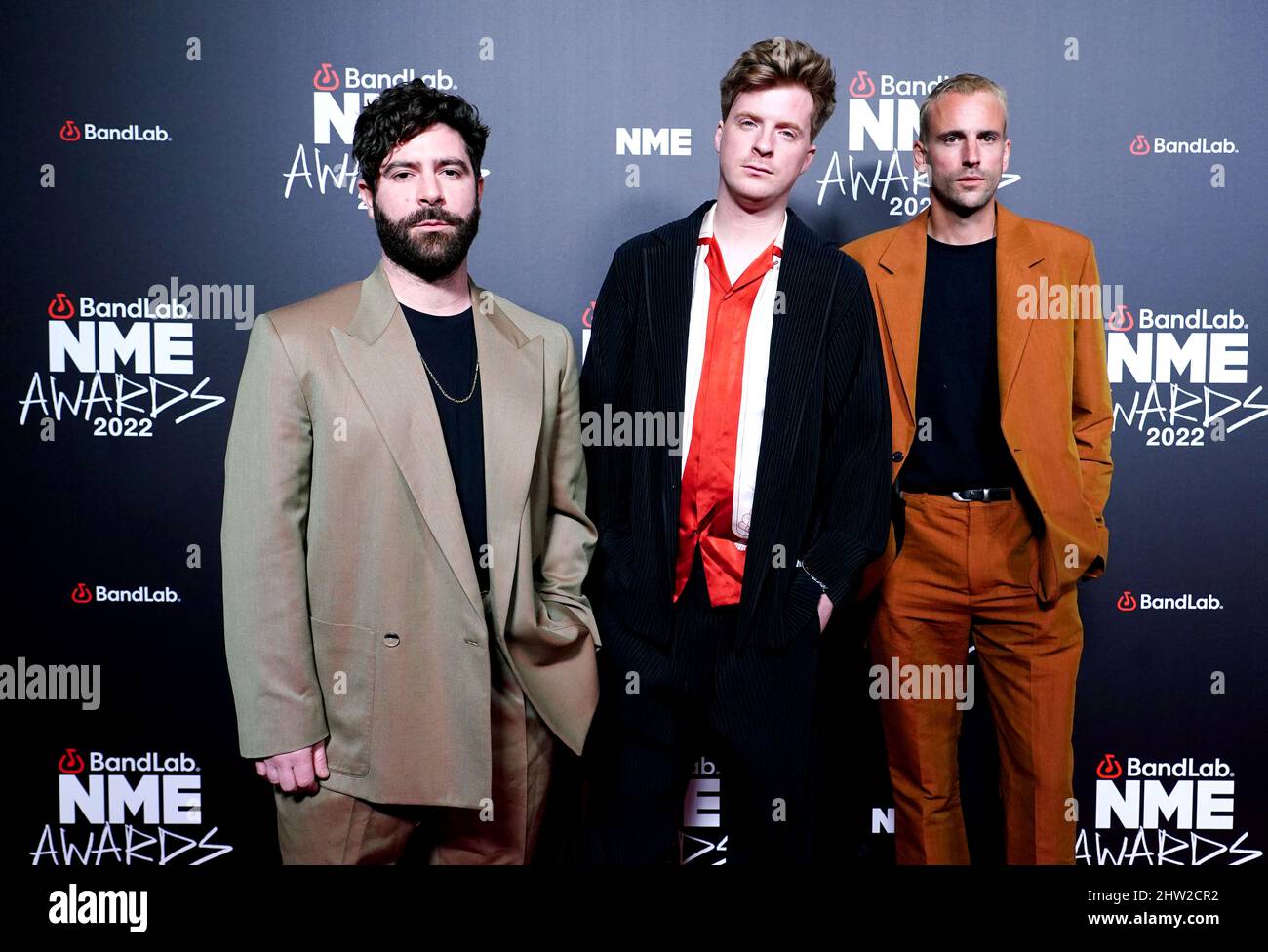 Yannis Philippakis, Jack Bevan and Jimmy Smith of Foals arriving at the ...