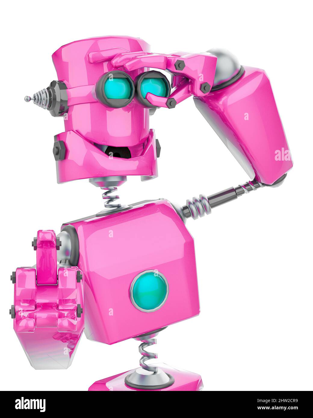 funny robot cartoon in a white background., 3d illustration Stock Photo ...