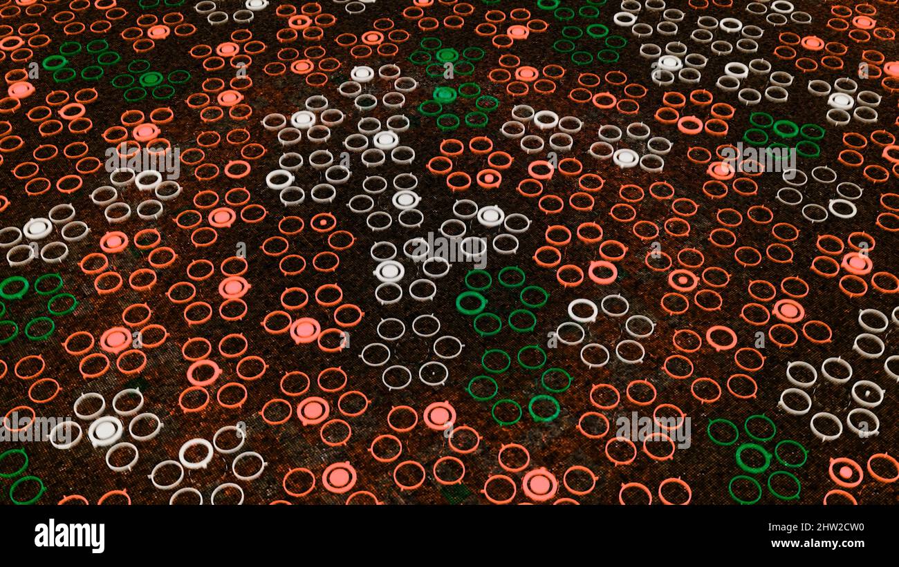 Glowing electronic pattern of moving dots. Animation. Beautiful ...