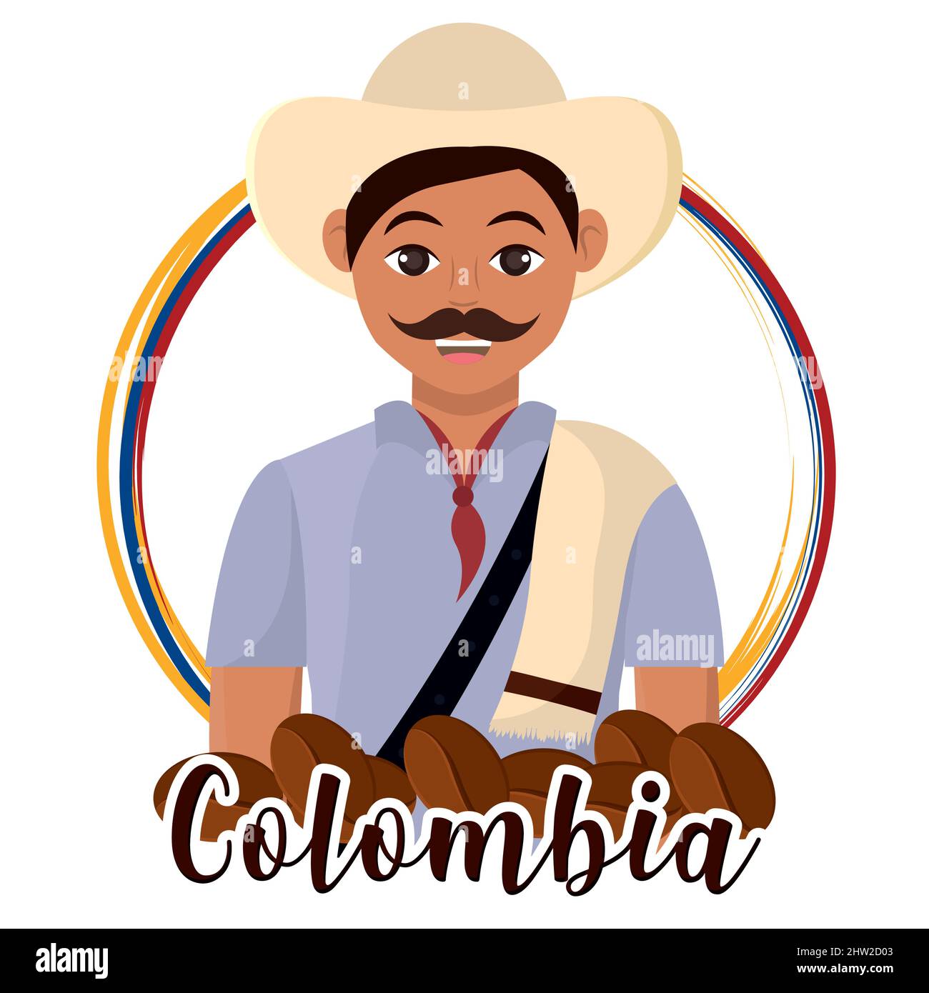 Isolated Colombian coffee farmer cartoon Colombia Vector illustration ...