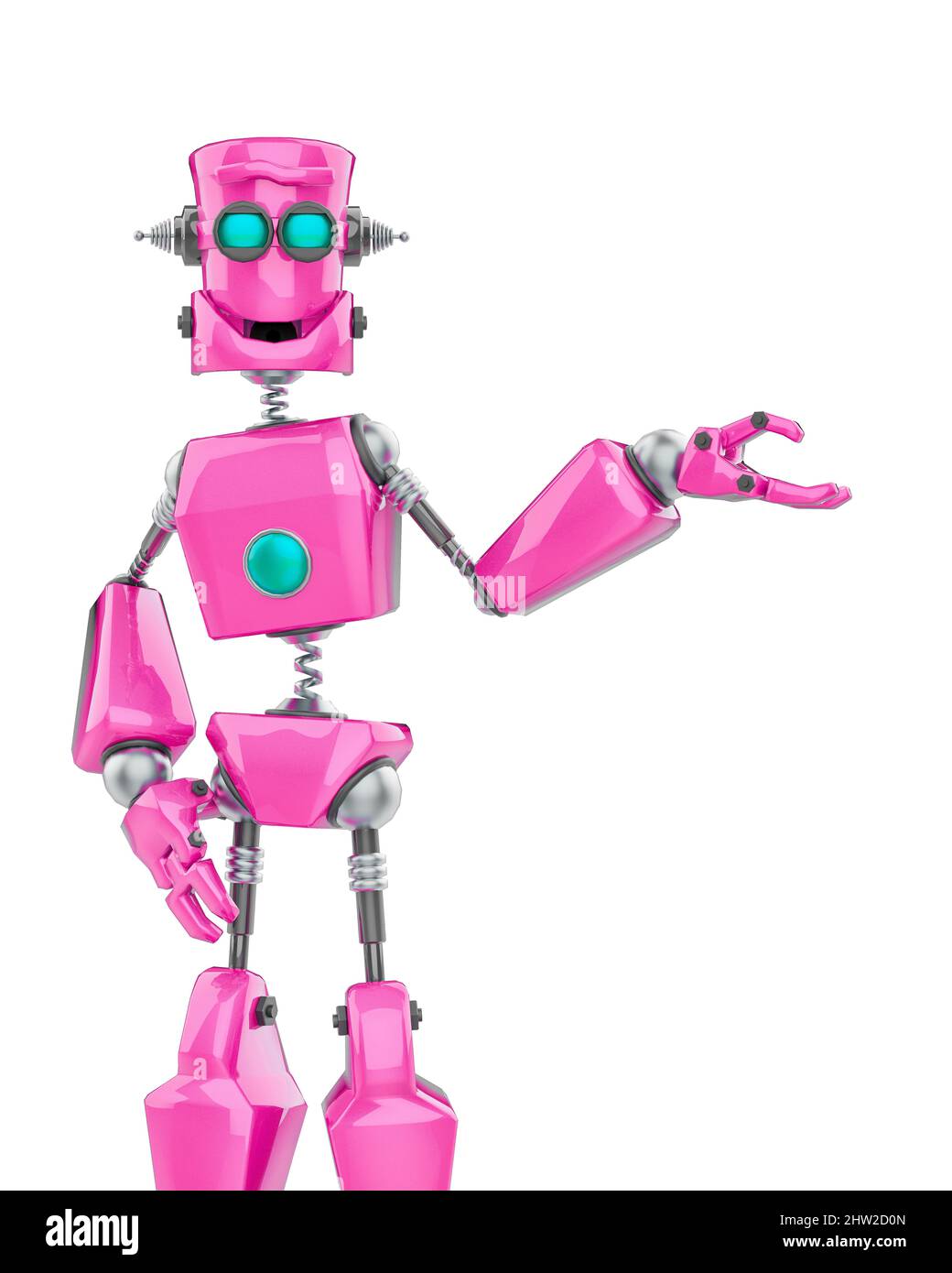 funny robot cartoon in a white background, 3d illustration Stock Photo ...