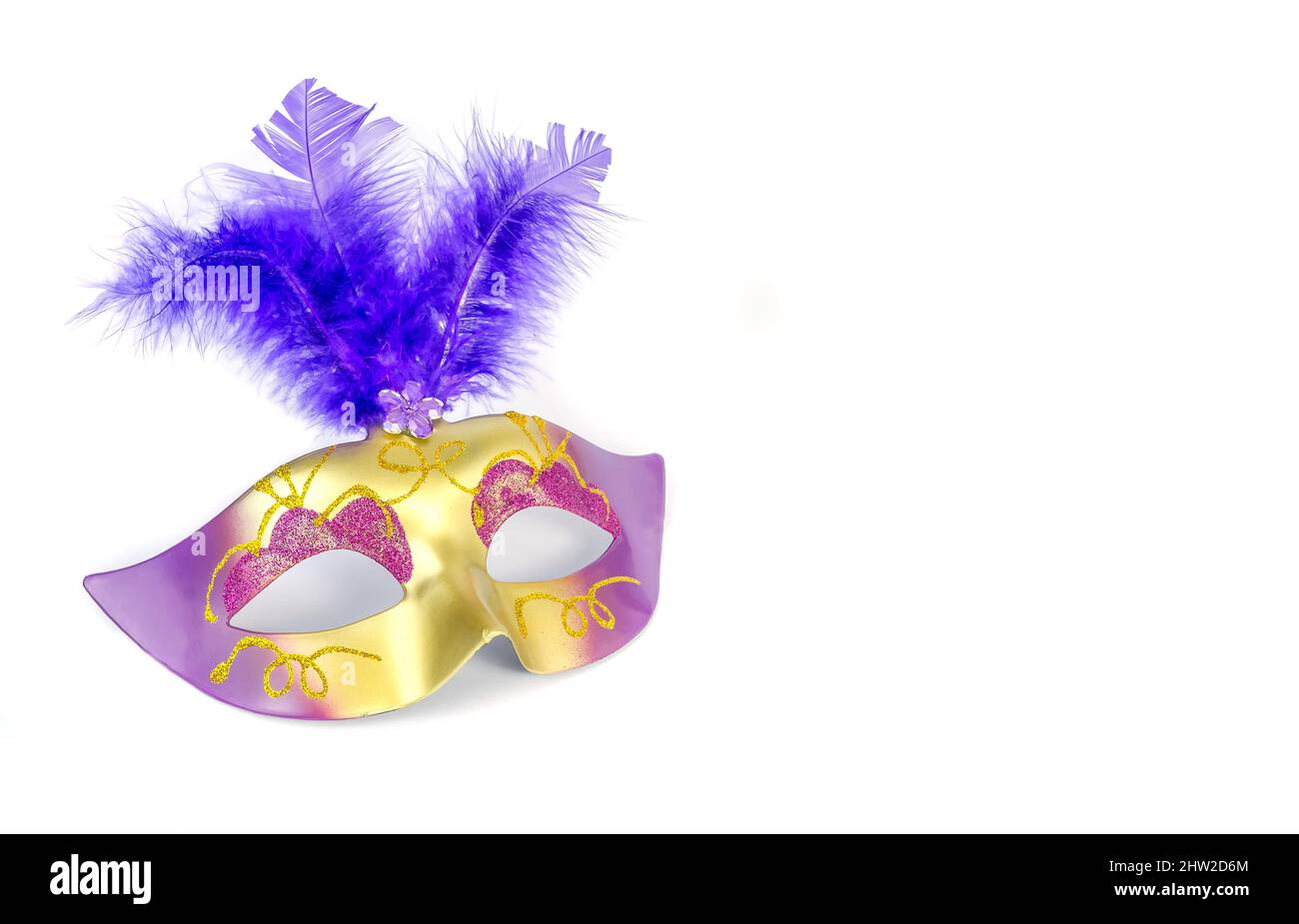 Chic carnival lilac-gold mask with purple feathers for the Brazilian ...