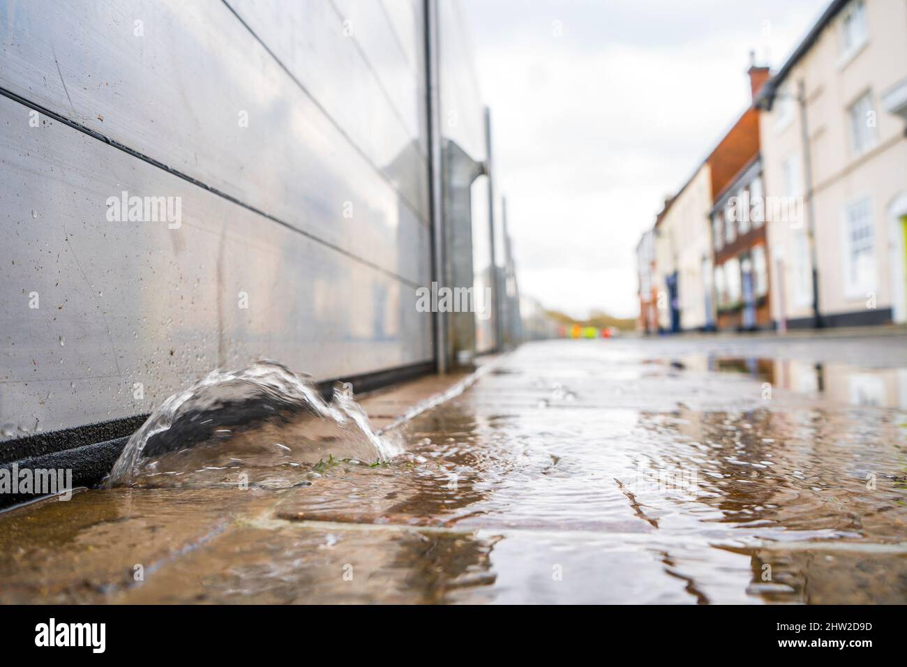 Bewdley, UK. 23rd February, 2022. Floodwater seeps through the lower ...
