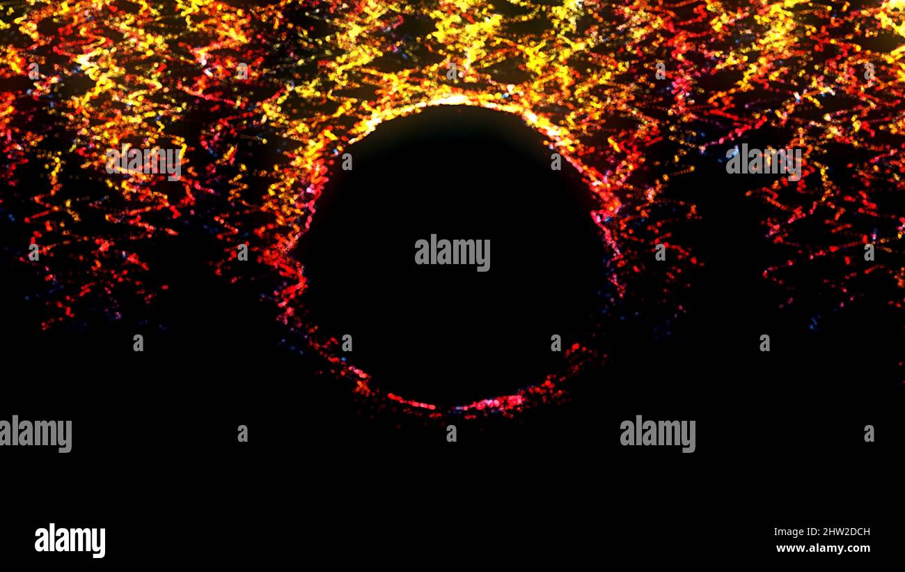 Wavy colorful lines with circle on black background. Animation ...
