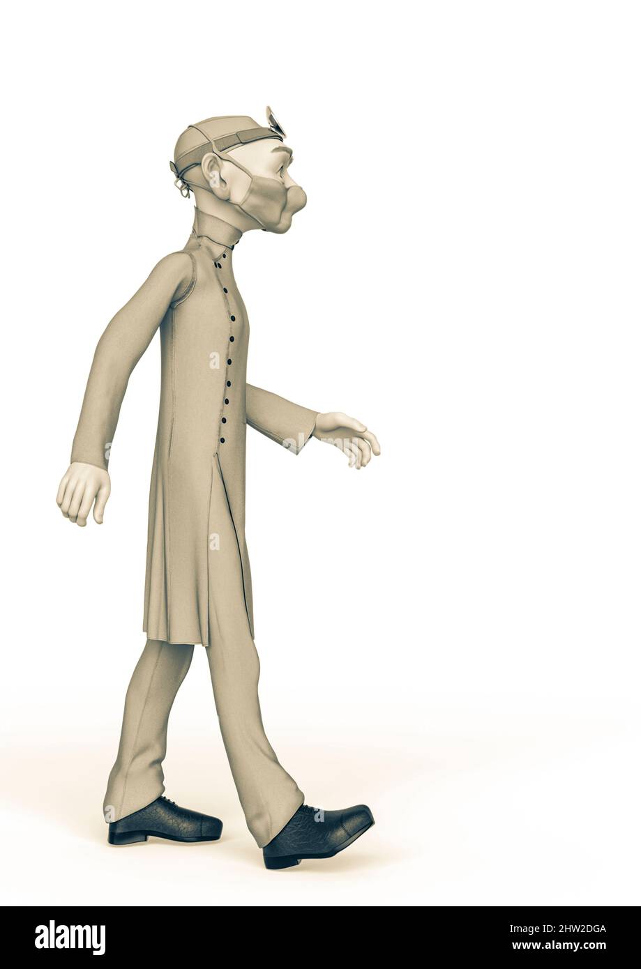 old doctor cartoon is walking, 3d illustration Stock Photo - Alamy
