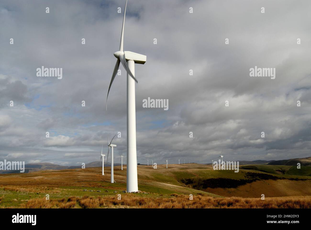 Wind turbines on welsh hill top hi-res stock photography and images - Alamy