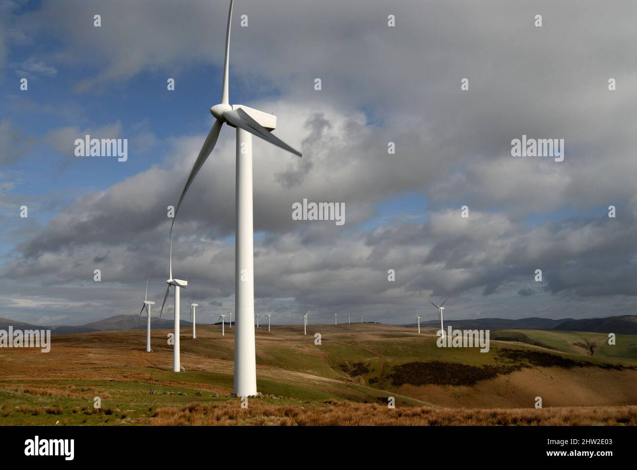 Wind turbines on welsh hill top hi-res stock photography and images - Alamy