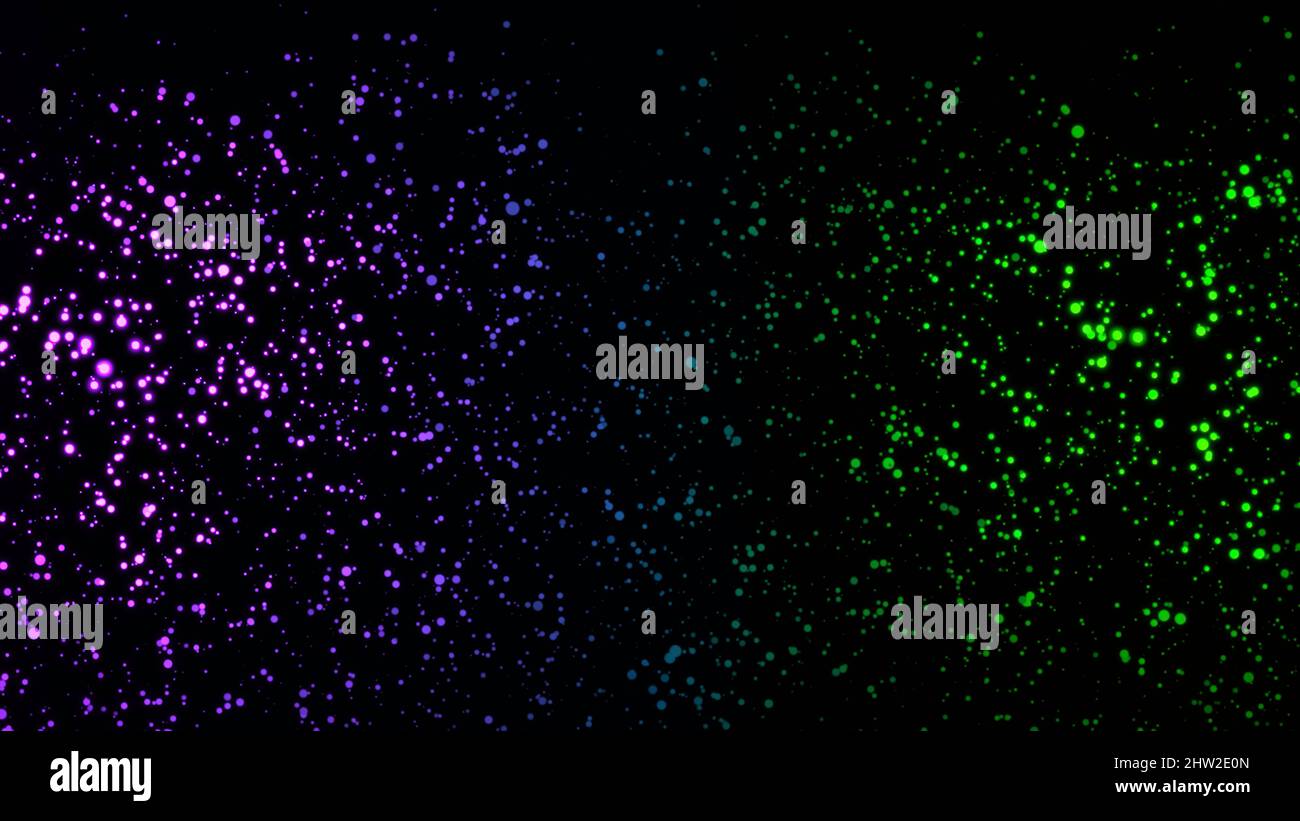 Neon colored dots moving in space. Animation. Abstract animation of ...