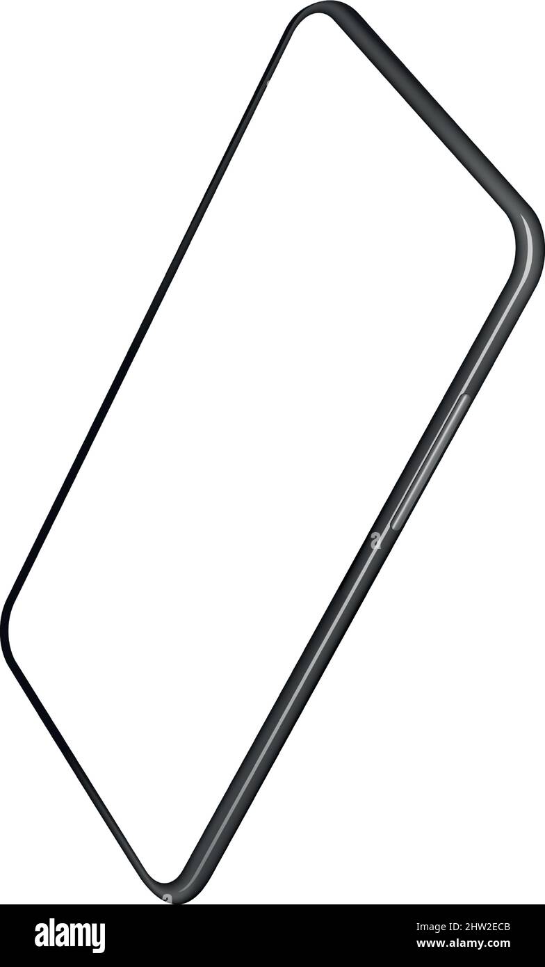 Angled phone template. Realistic white screen mockup Stock Vector Image ...