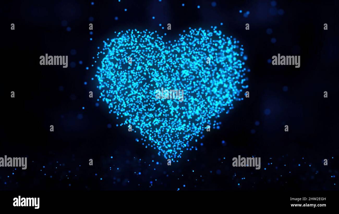 Heart of the blue dots. Tech animation of the formation of the heart ...