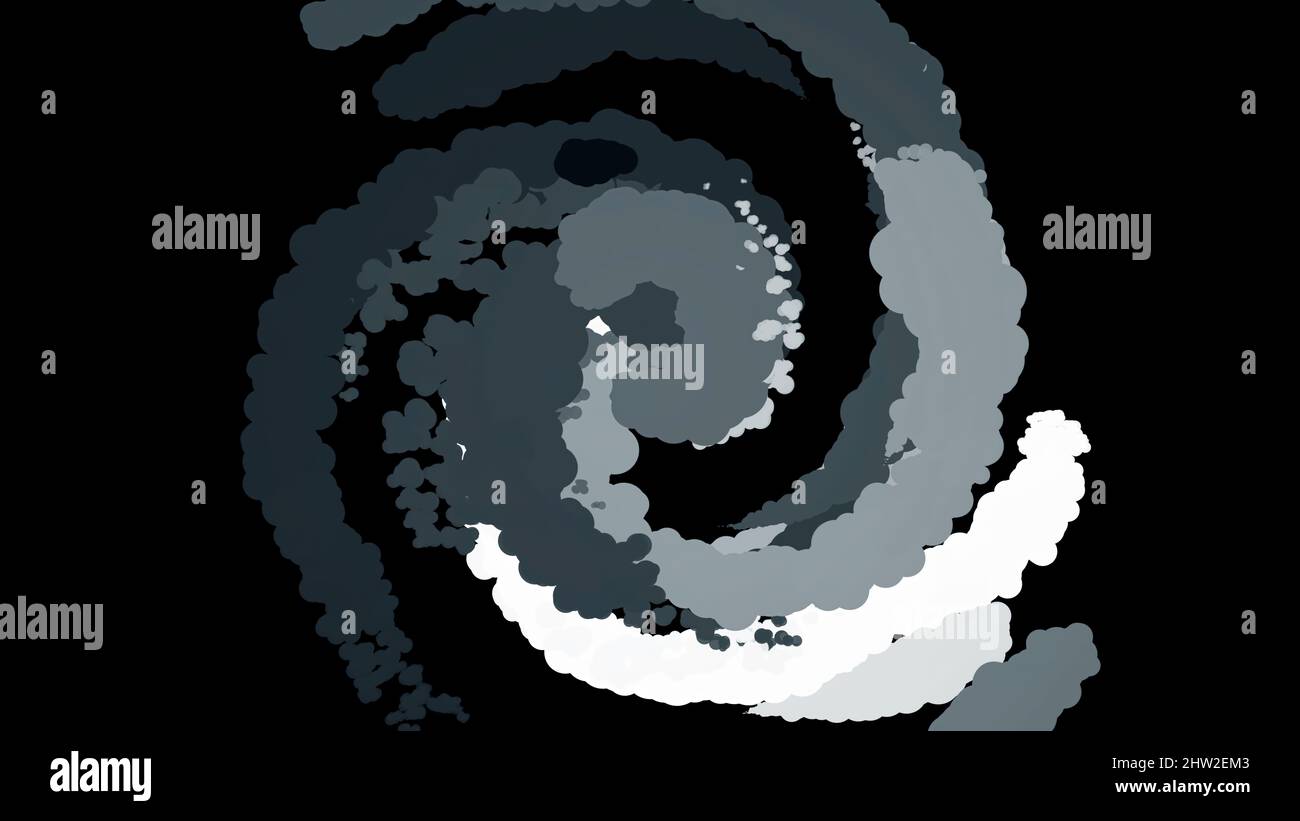 Monochrome abstract animation of cartoon grey and white spirals ...