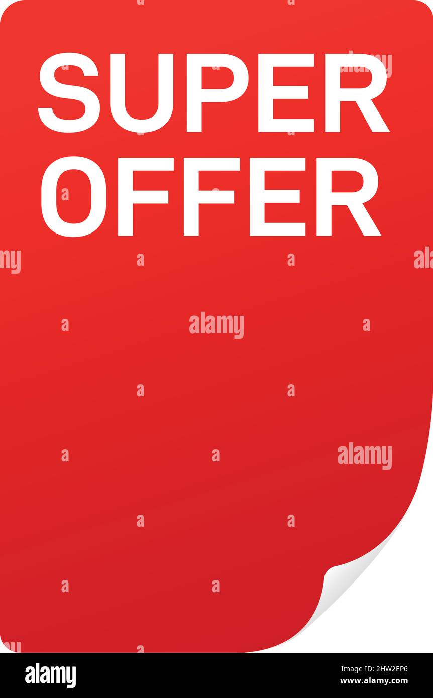 Super offer sticker mockup. Realistic curled corner Stock Vector Image ...