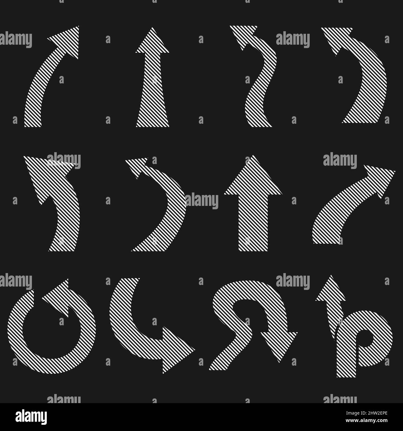 Set black striped arrows Stock Vector Images - Alamy