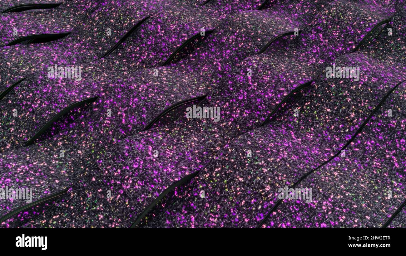 3d shiny waves. Animation. Wavy dark paths move parallel to each other ...