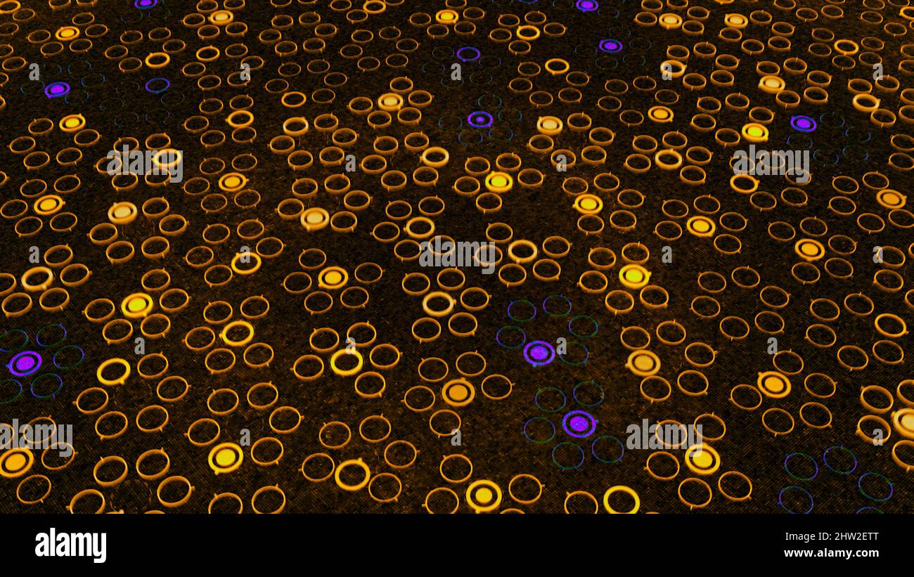 Glowing electronic pattern of moving dots. Animation. Beautiful ...