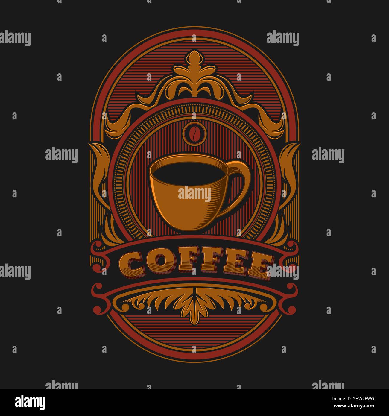 Coffee frame vintage retro logo vector illustration Stock Vector Image ...