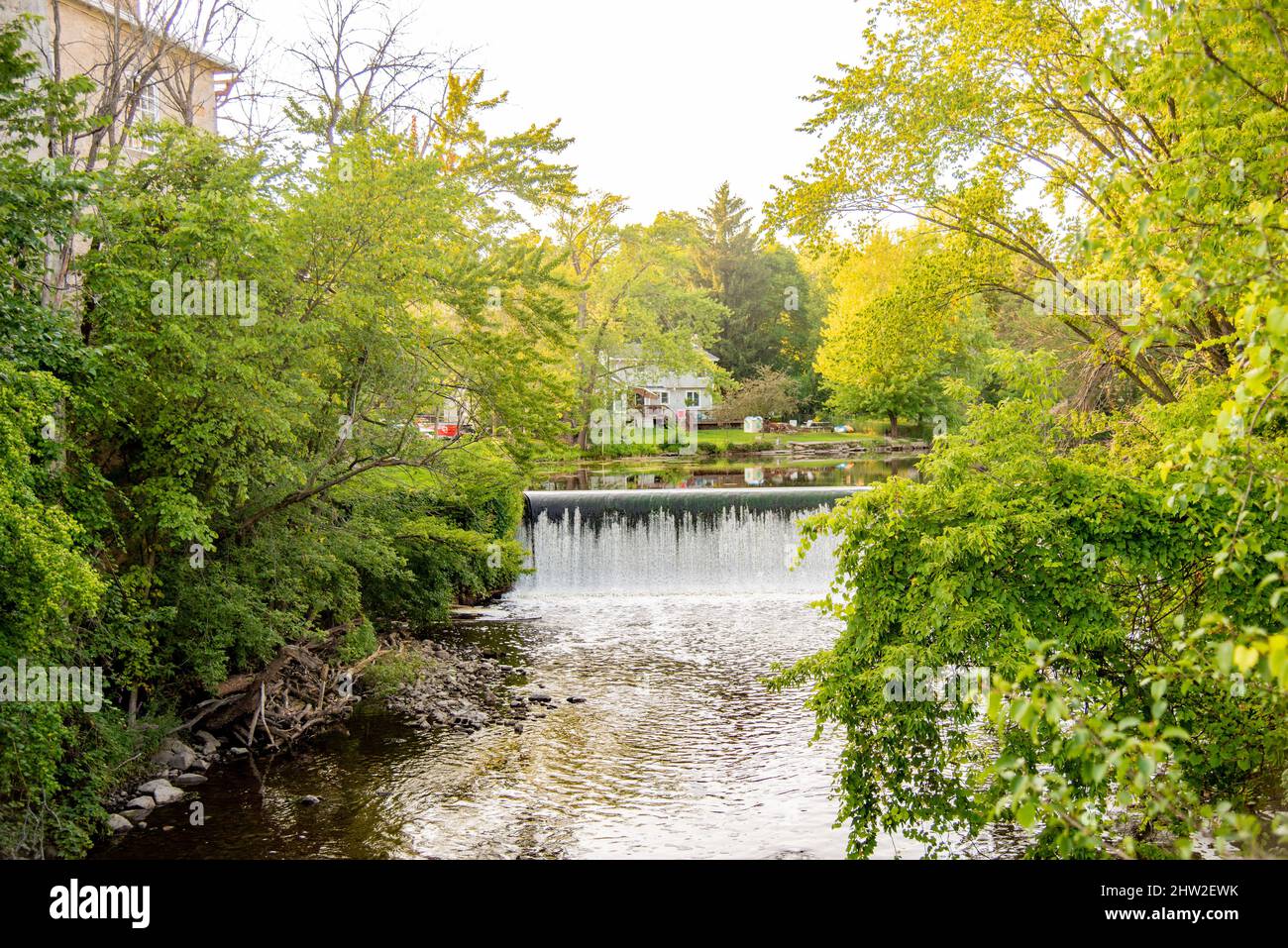 Streets and stores of Cedarburg, Wisconsin, USA. Cedarburg is a city in ...