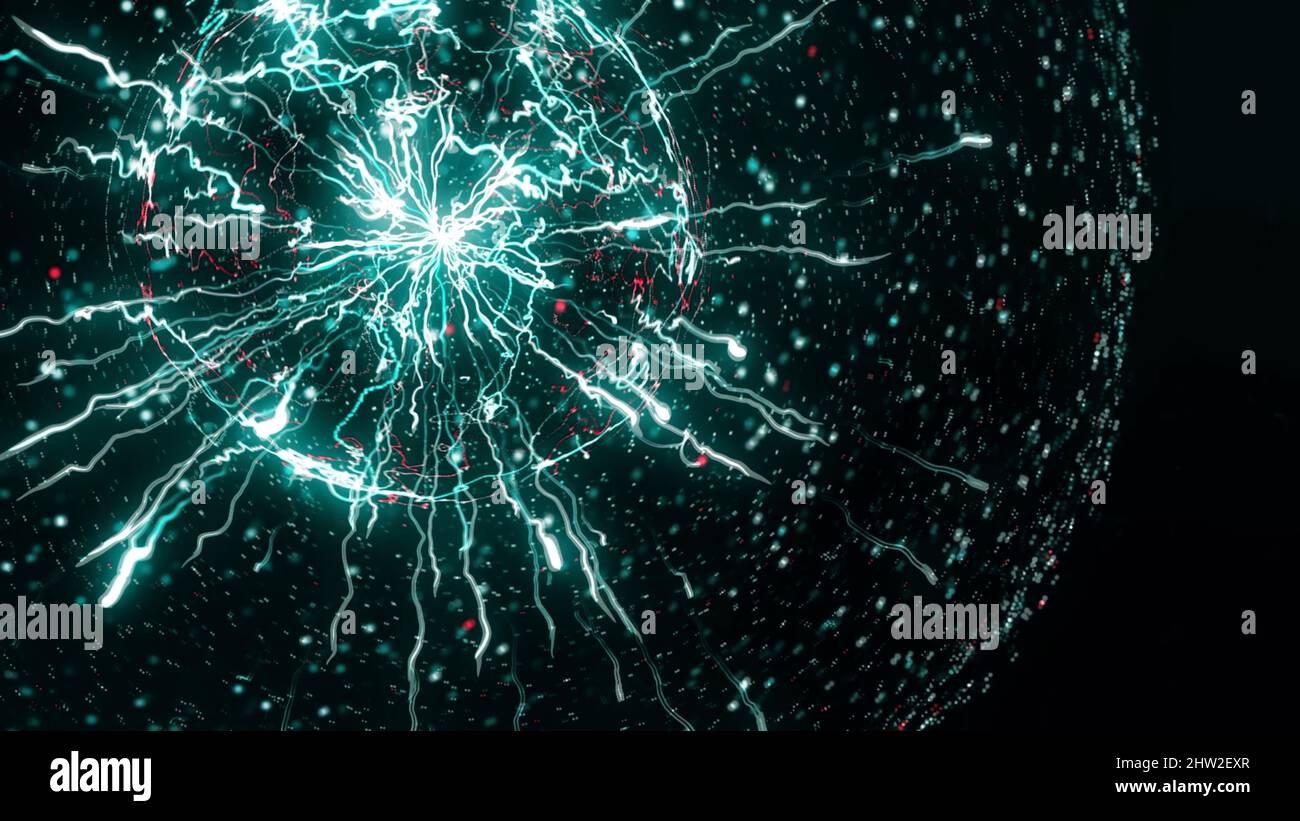 Abstract animation of electrostatic plasma sphere and beautiful zippers ...