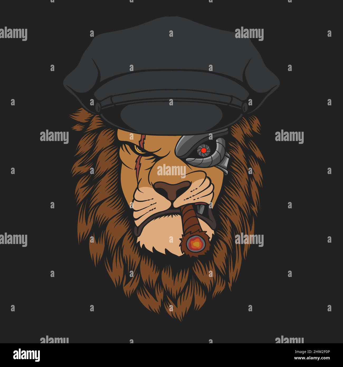 Lion cyborg vector illustration Stock Vector Image & Art - Alamy