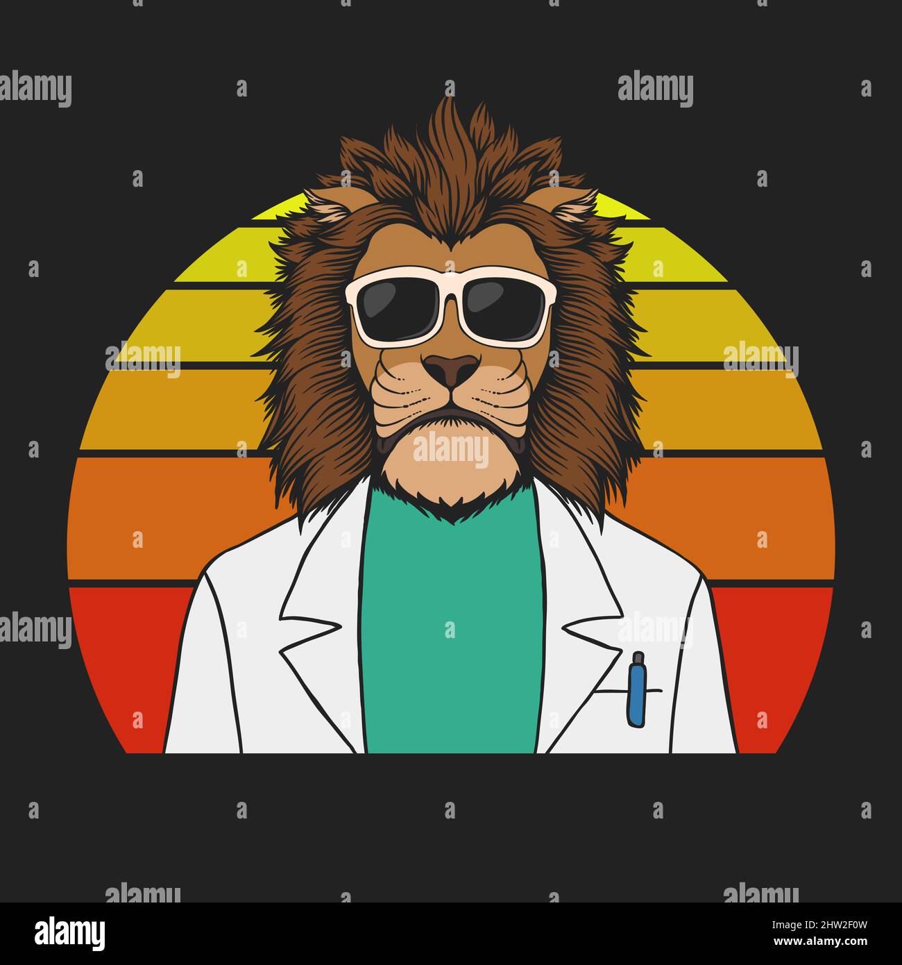 Lion doctor retro vector illustration Stock Vector Image & Art - Alamy