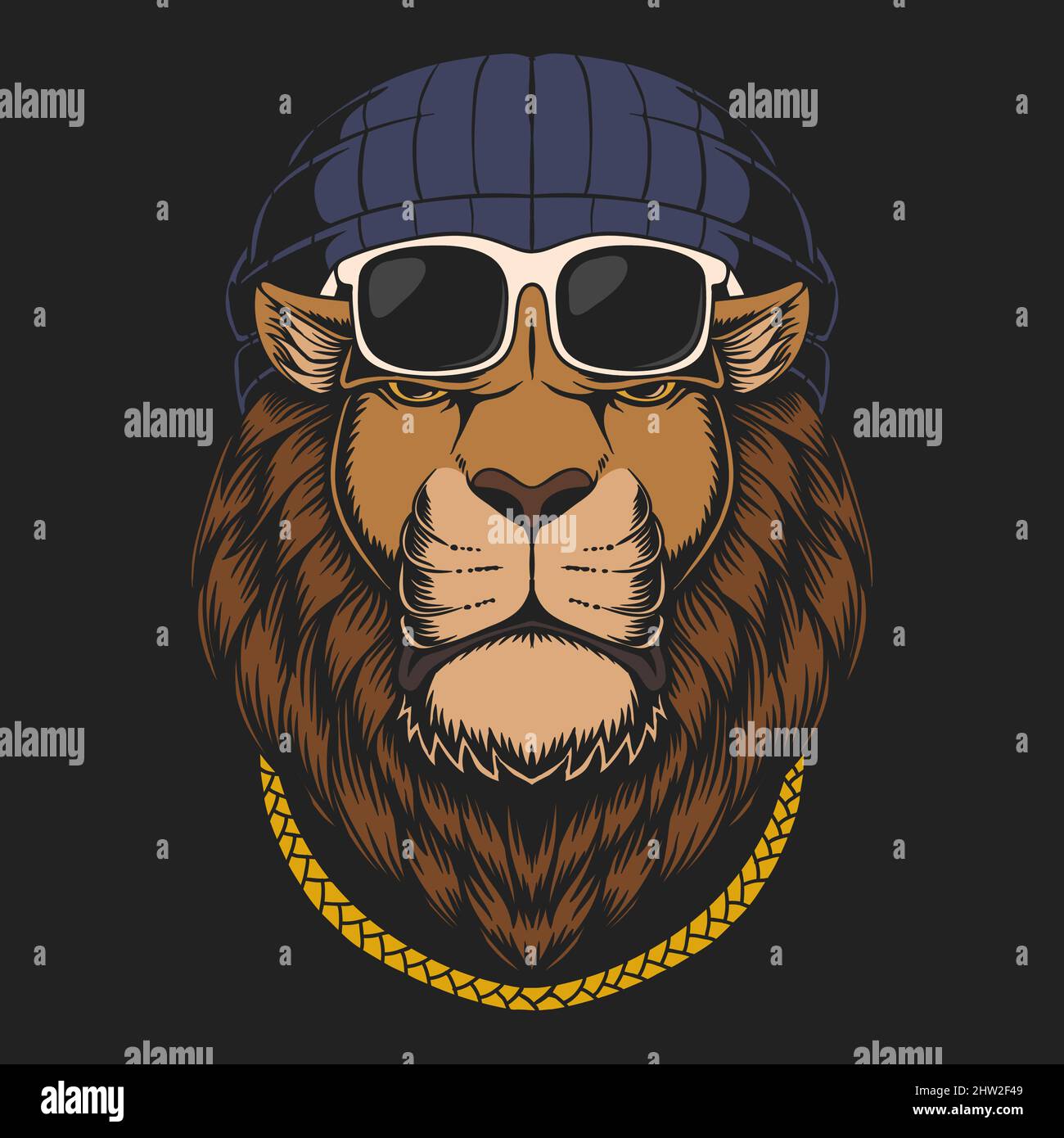 Lion cool vector illustration Stock Vector Image & Art - Alamy