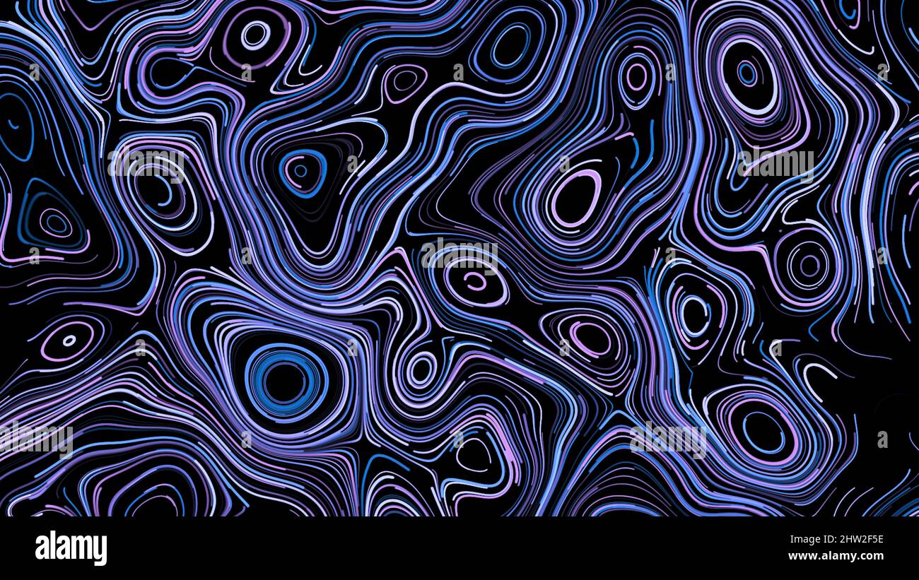 Psychedelic circular patterns on black background. Animation. Colorful ...
