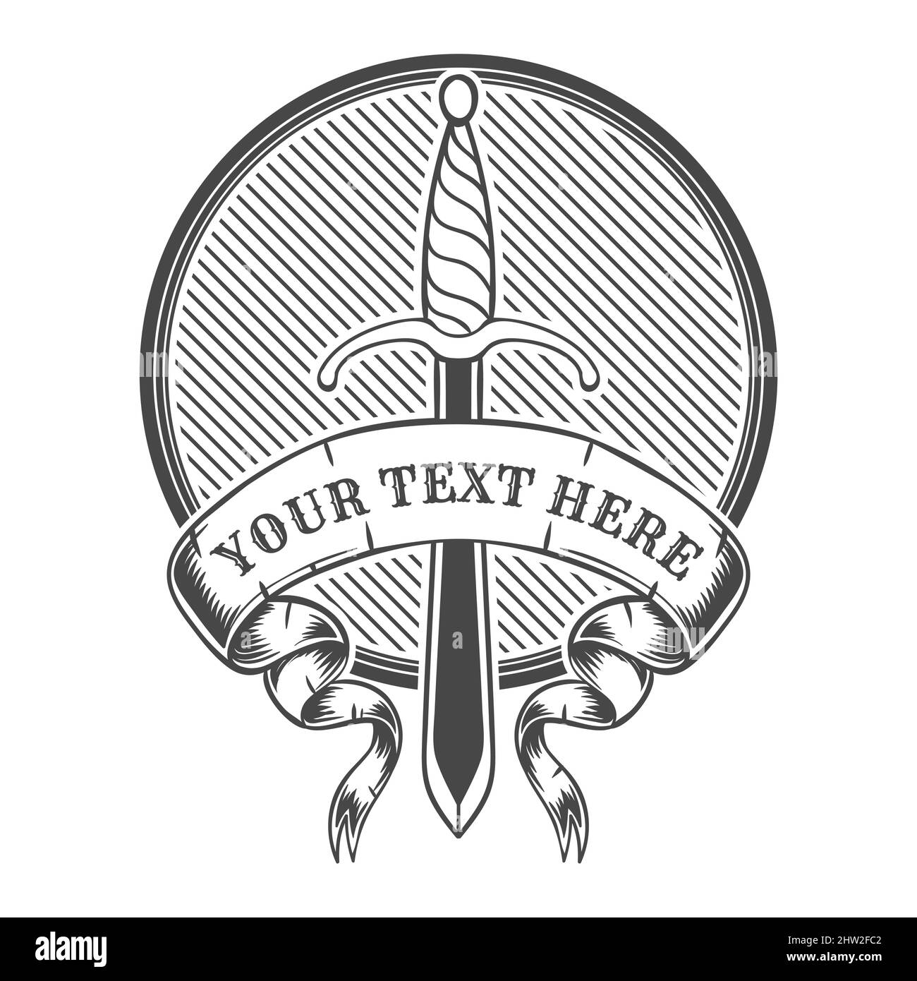 Sword vintage retro ribbons vector illustration Stock Vector Image ...