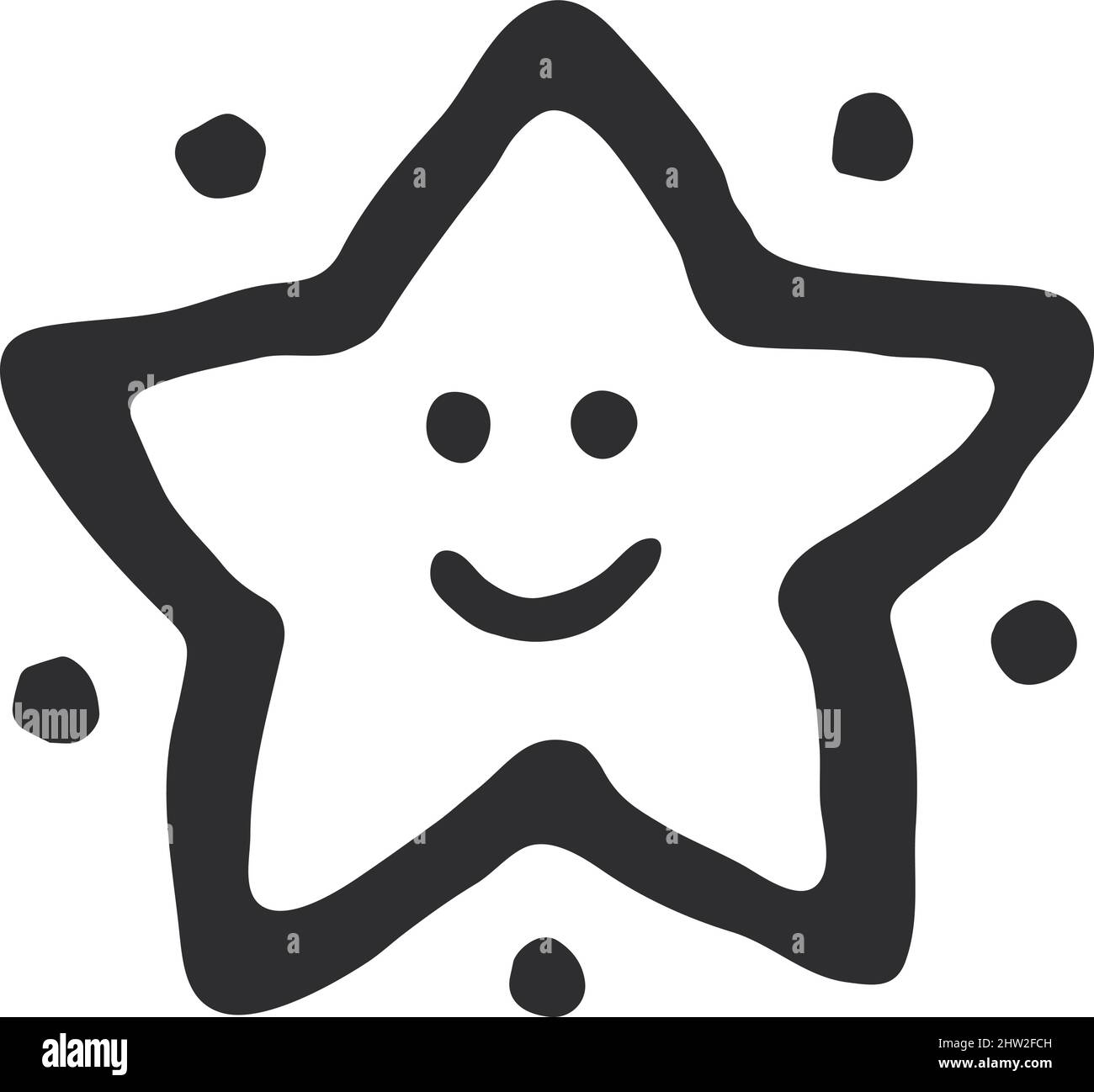 Funny star with smile. Cute doodle sky character Stock Vector Image ...