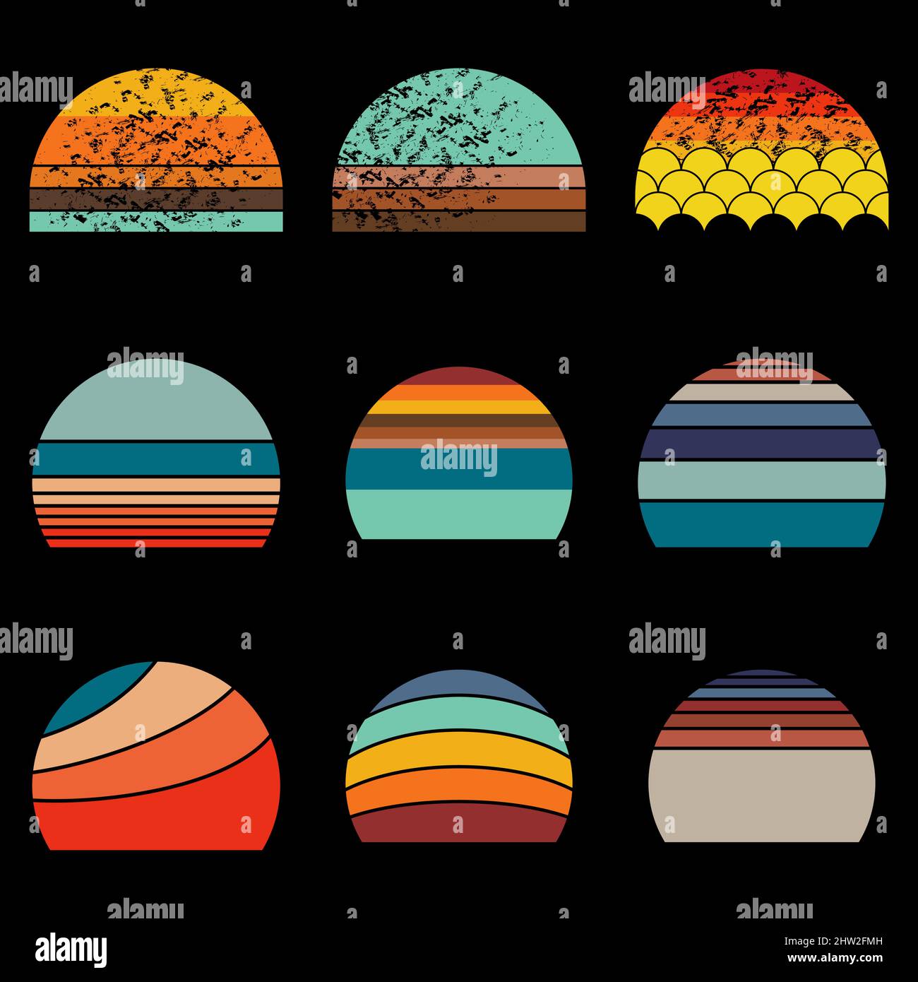 Retro vintage sunset collection Stock Vector Images - Alamy