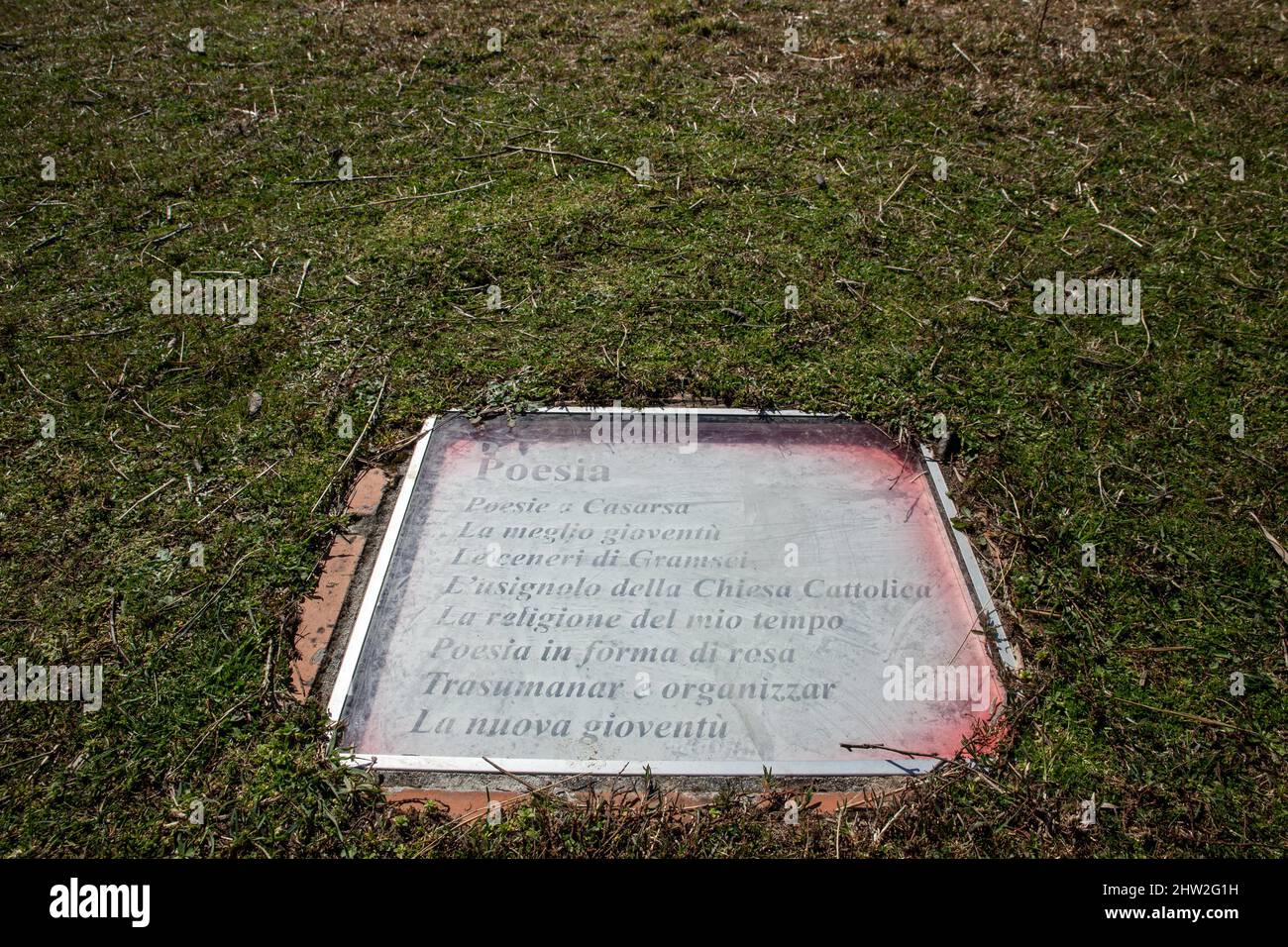 Rome, Italy. 3rd Mar, 2022. A plaque with list of poetry made by Pier ...