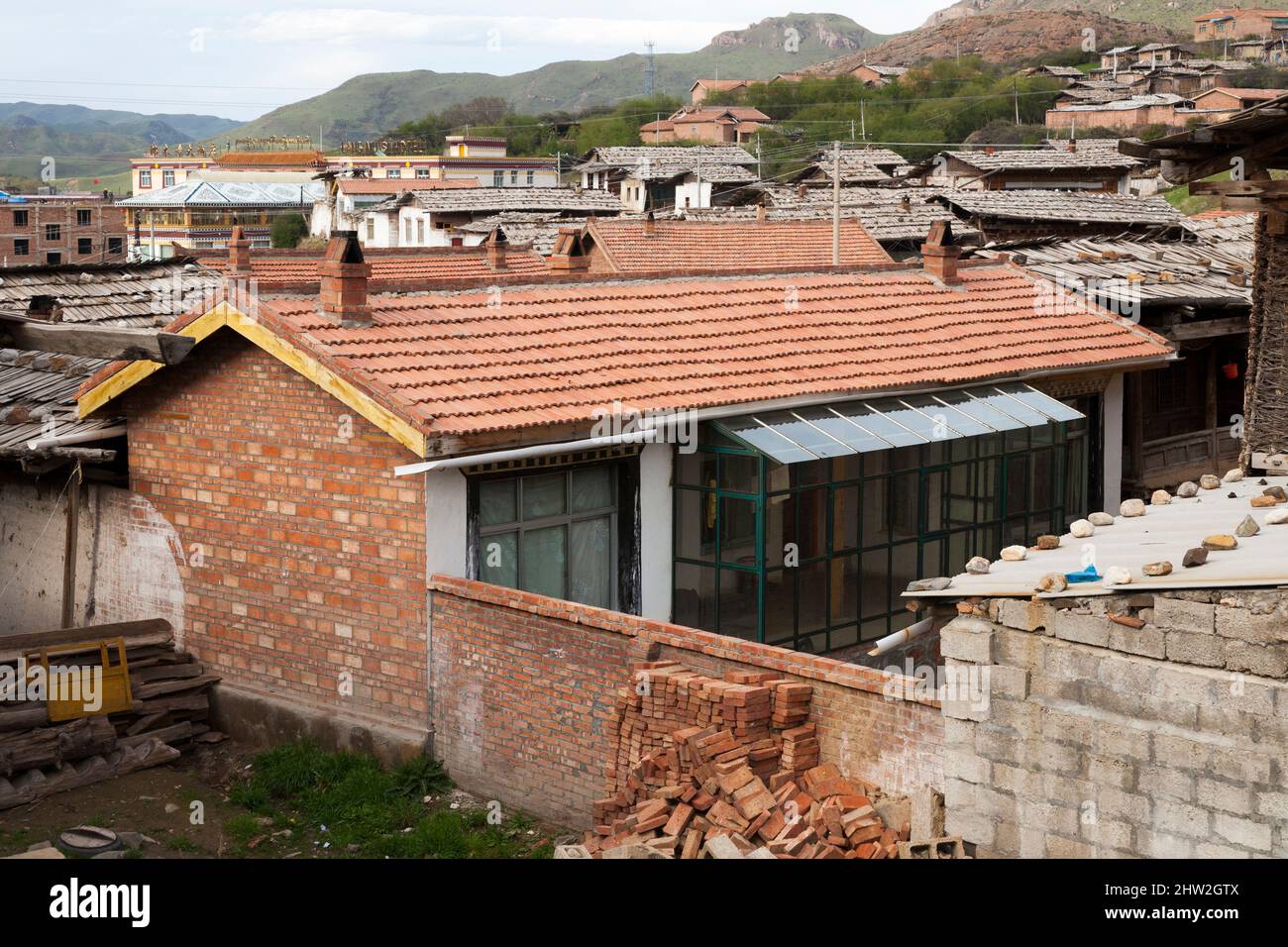 Home / domestic family house built using brick and local building ...