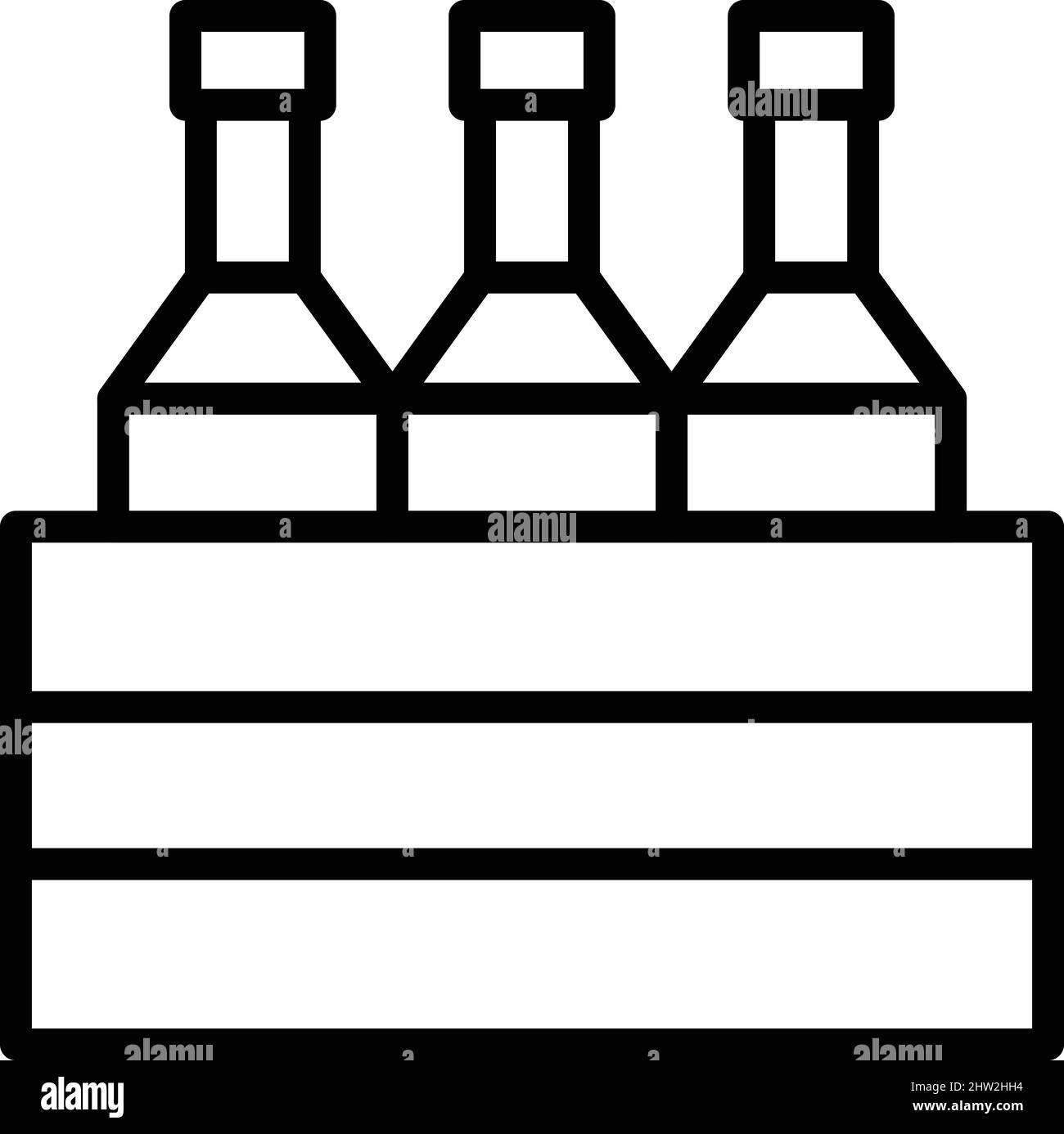 Wine bottle box icon outline vector. Wood cabinet. Store interior Stock ...