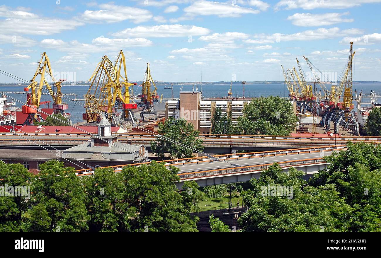 Odesa/Odessa, Ukraine: The port in Odesa with cranes for loading and ...