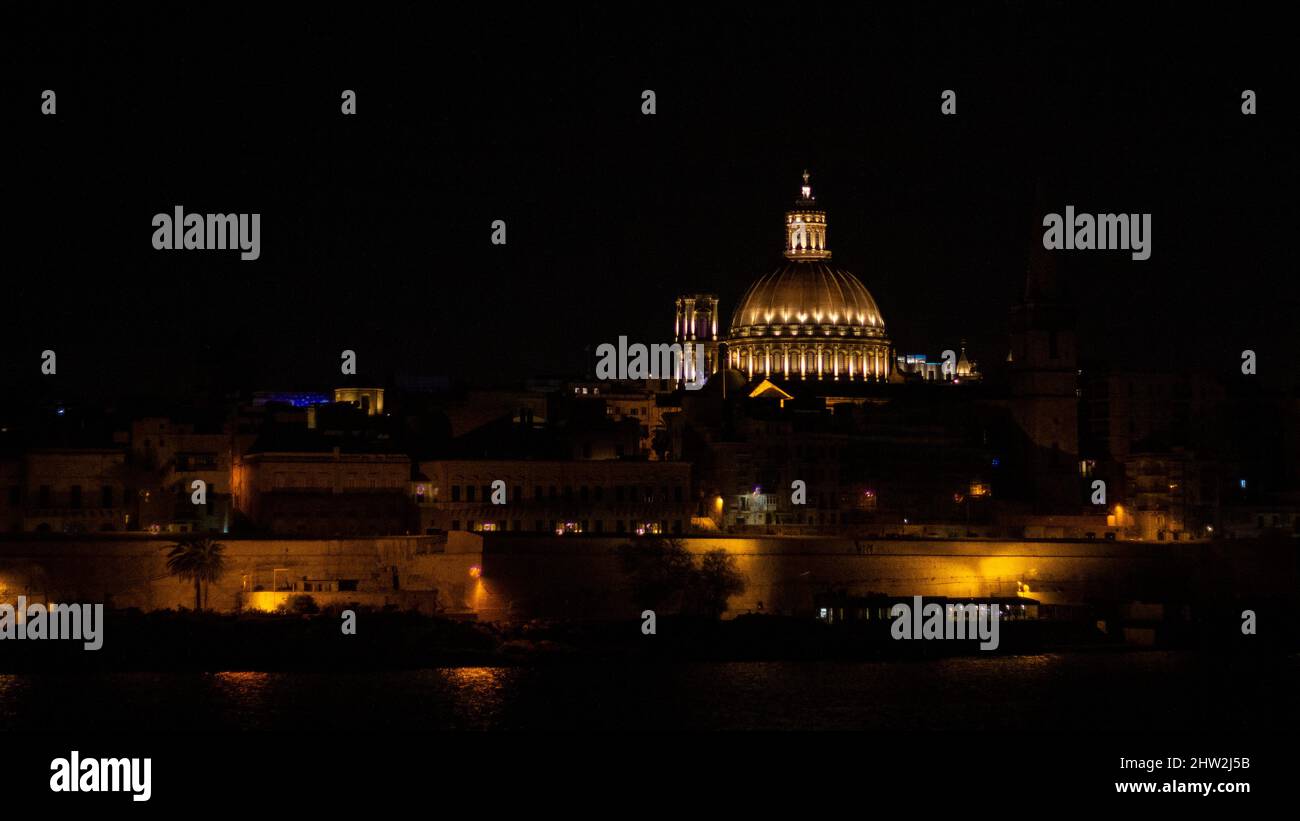 Scenic view of Our Lady of Mount Carmel Church, Valletta in Malta at ...