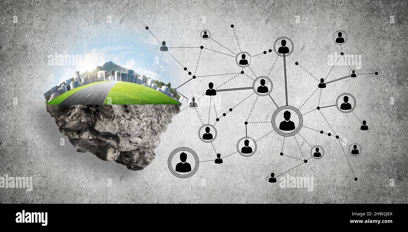 Concept of modern networking technologies and eco green construction ...