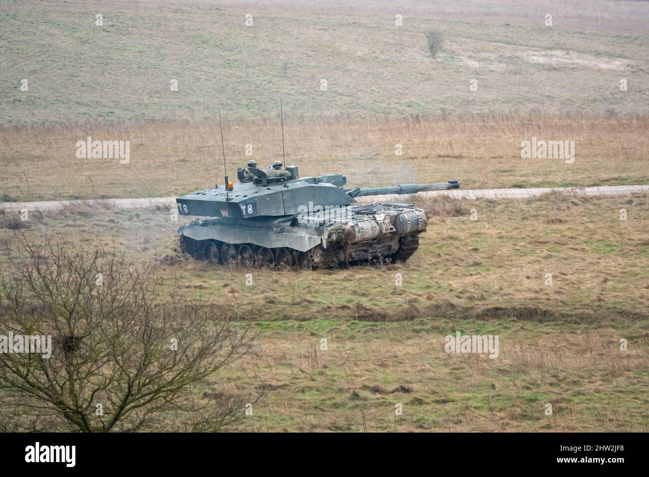british army challenger 2 main battle tank in action on exercise on ...