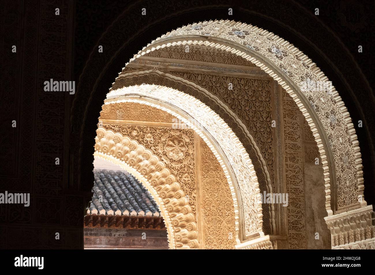Detail of the plasterwork on an internal arch from the Alhambra UNESCO ...