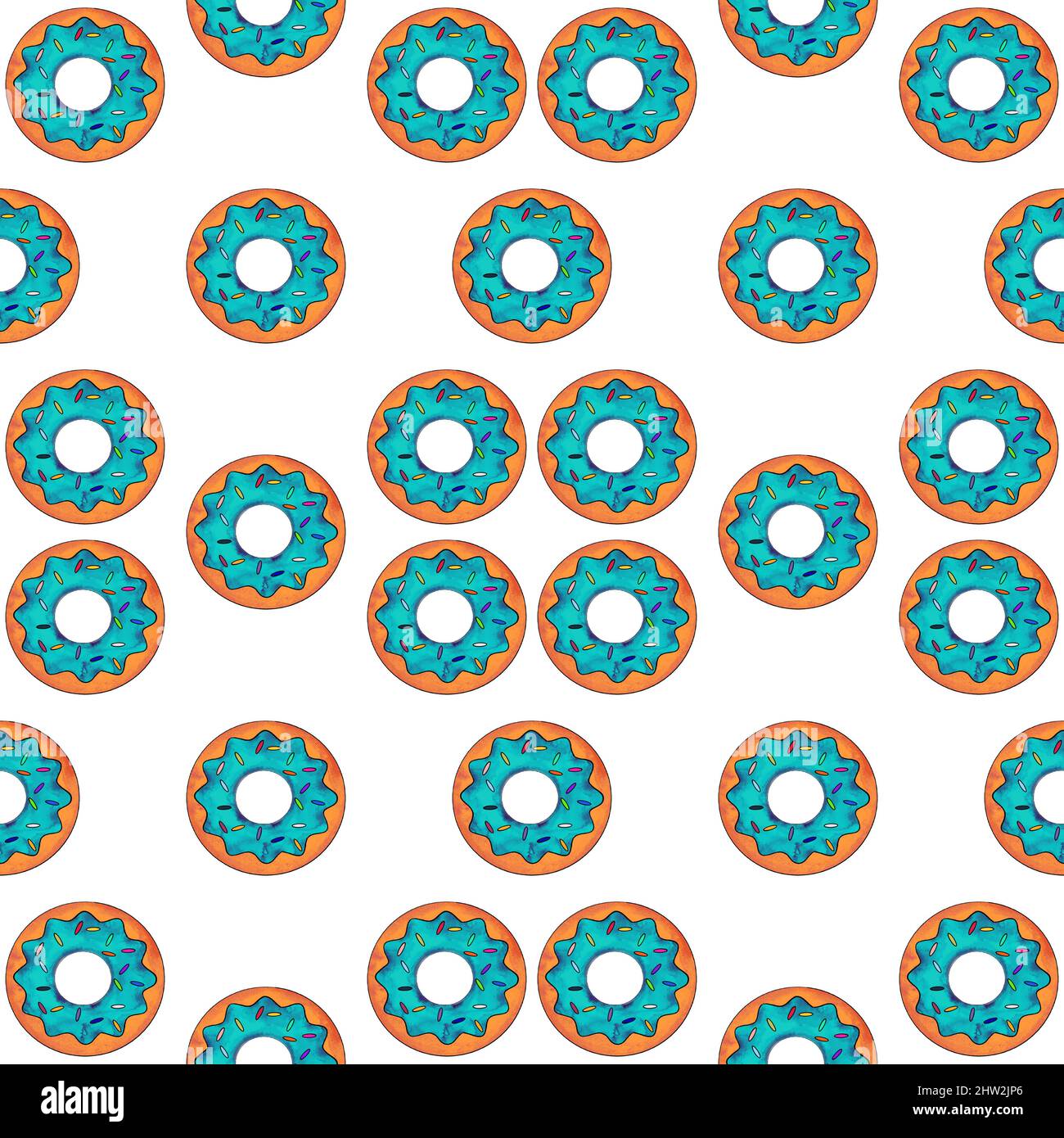 Seamless pattern of light blue donuts on a white isolated background ...