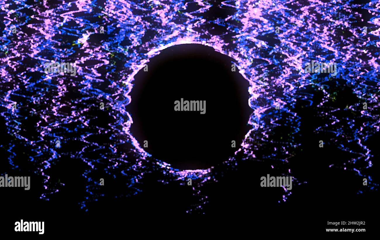 Wavy colorful lines with circle on black background. Animation ...