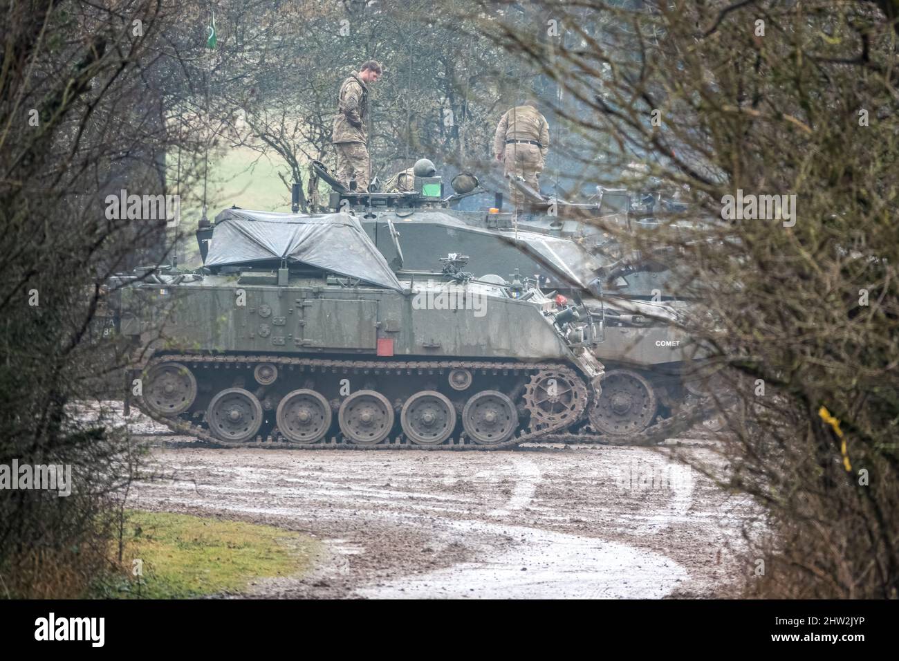 a brigade of four british army challenger 2 main battle tanks parked on ...