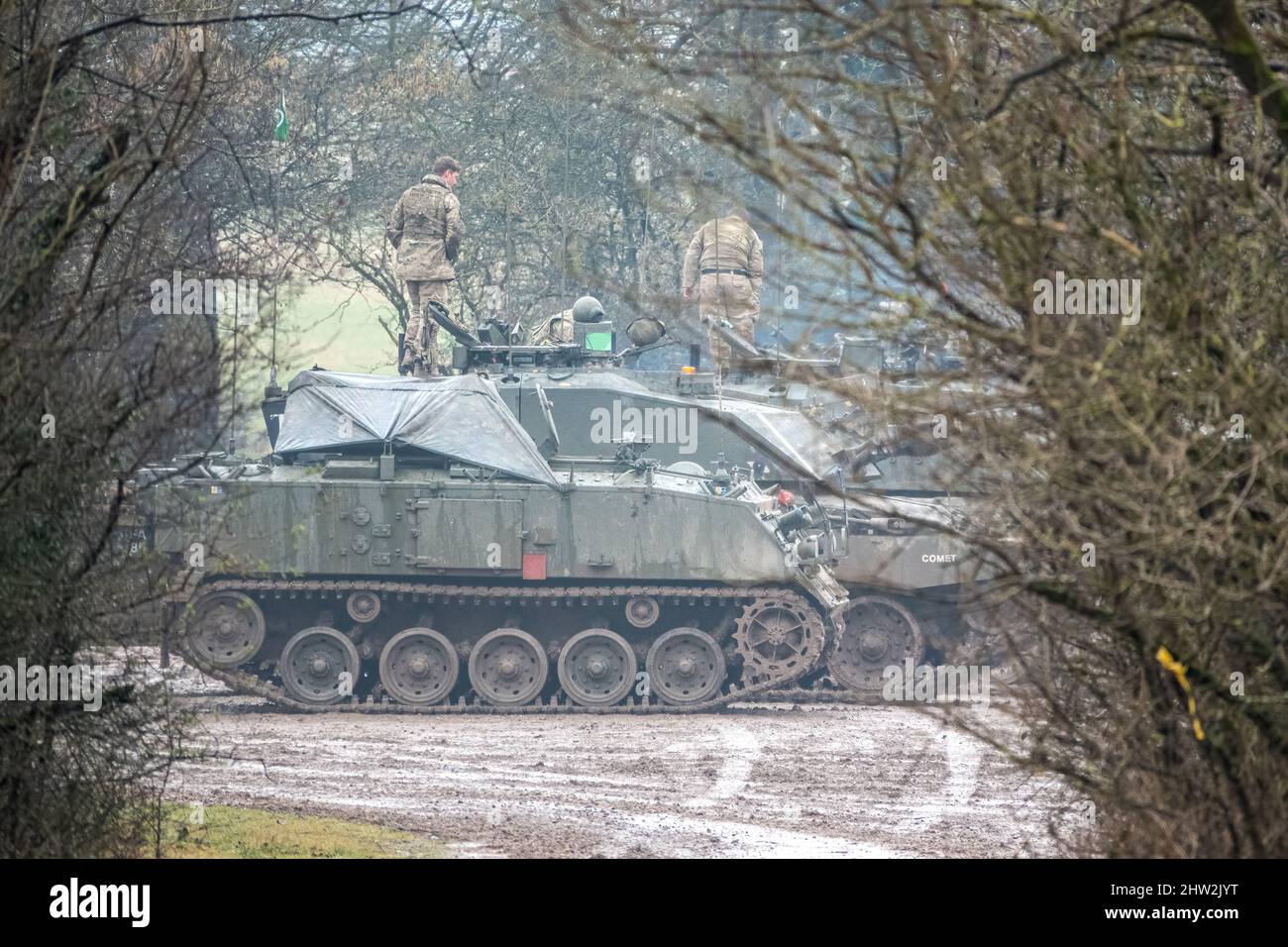 a brigade of four british army challenger 2 main battle tanks parked on ...