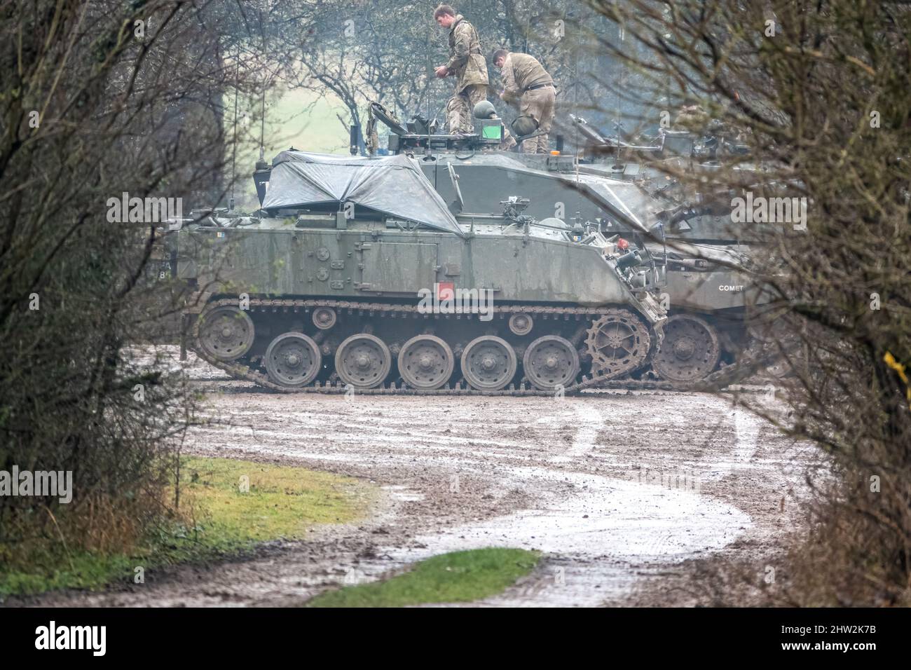 a brigade of four british army challenger 2 main battle tanks parked on ...
