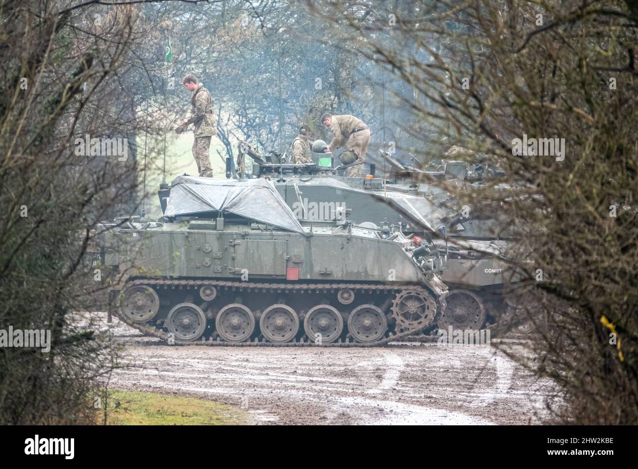 a brigade of four british army challenger 2 main battle tanks parked on ...