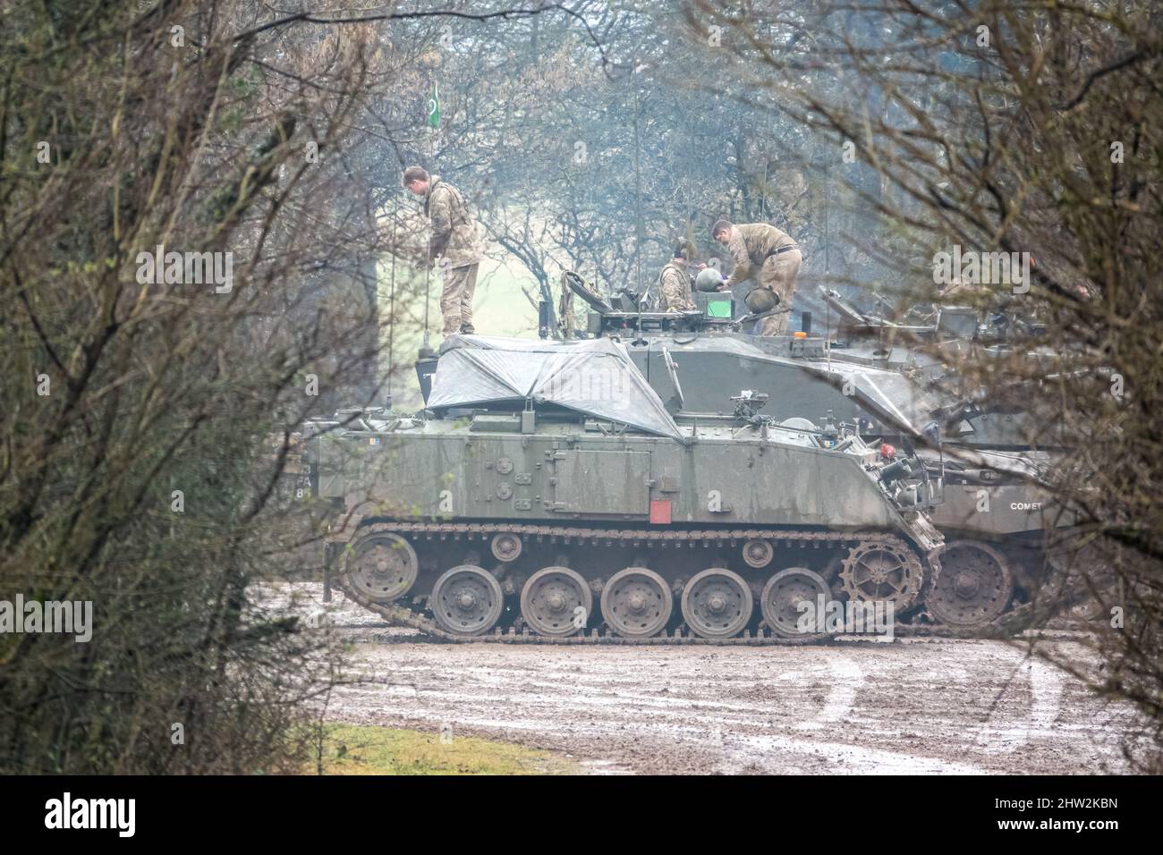 a brigade of four british army challenger 2 main battle tanks parked on ...