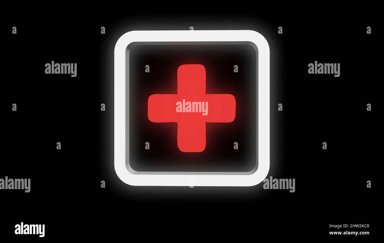 Animation rotating red plus sign on a black background. Concept of ...