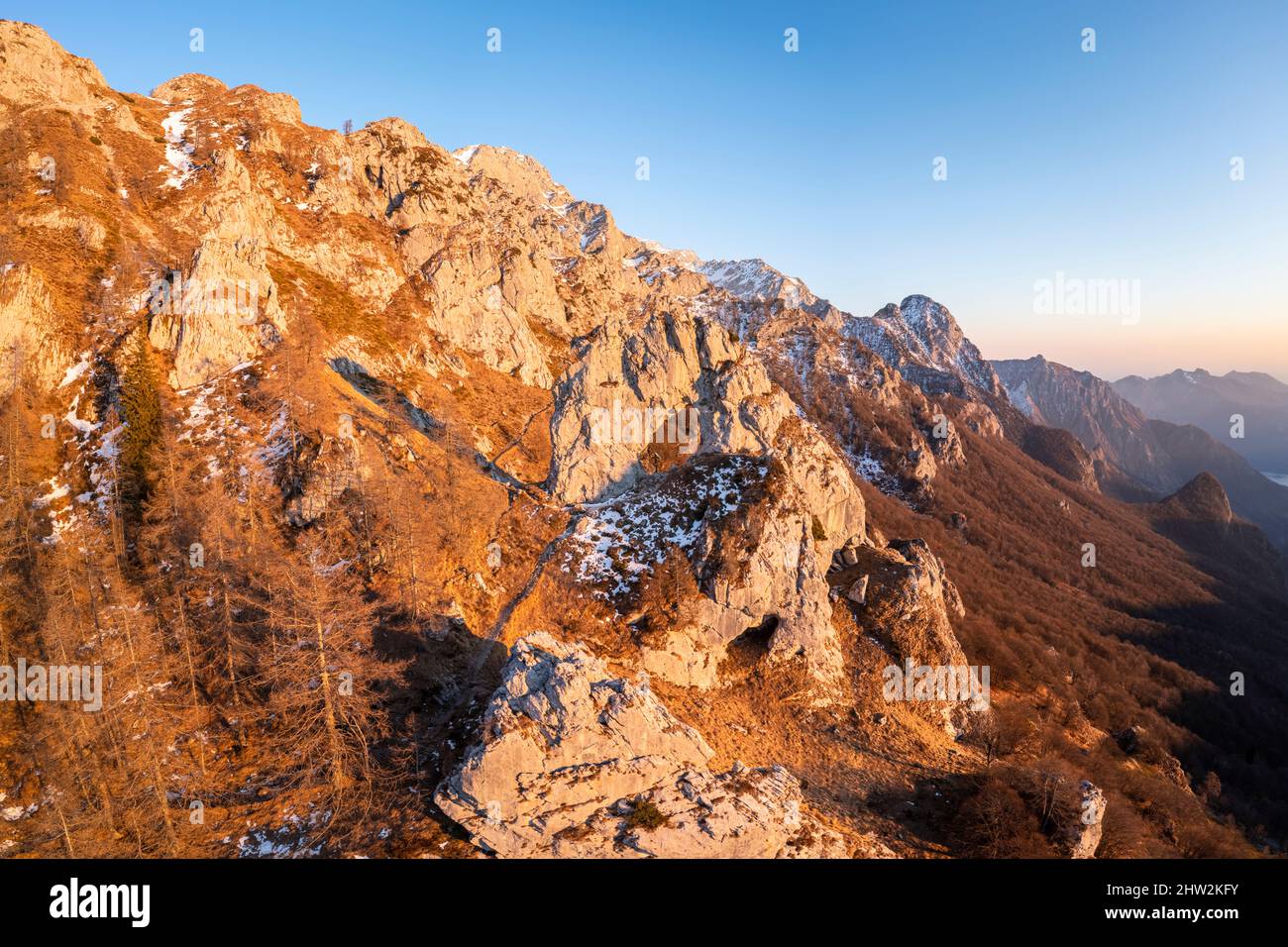 Aerial view of the Porta di Prada with the Grigna Settentrionale at ...