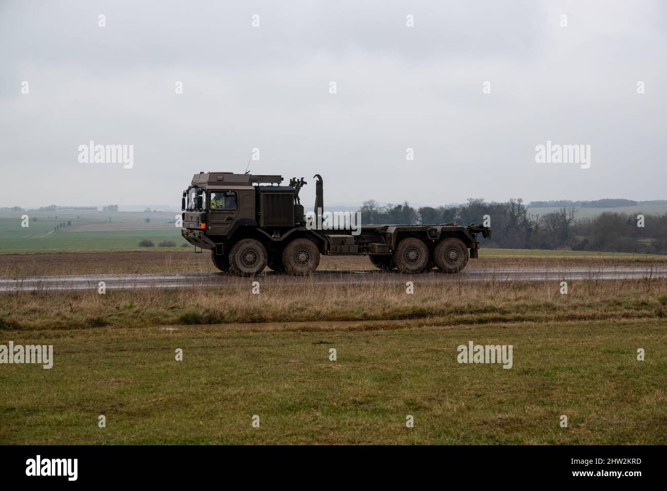 British army MAN HX77 SV 8x8 EPLS Heavy Utility Truck in action on a ...