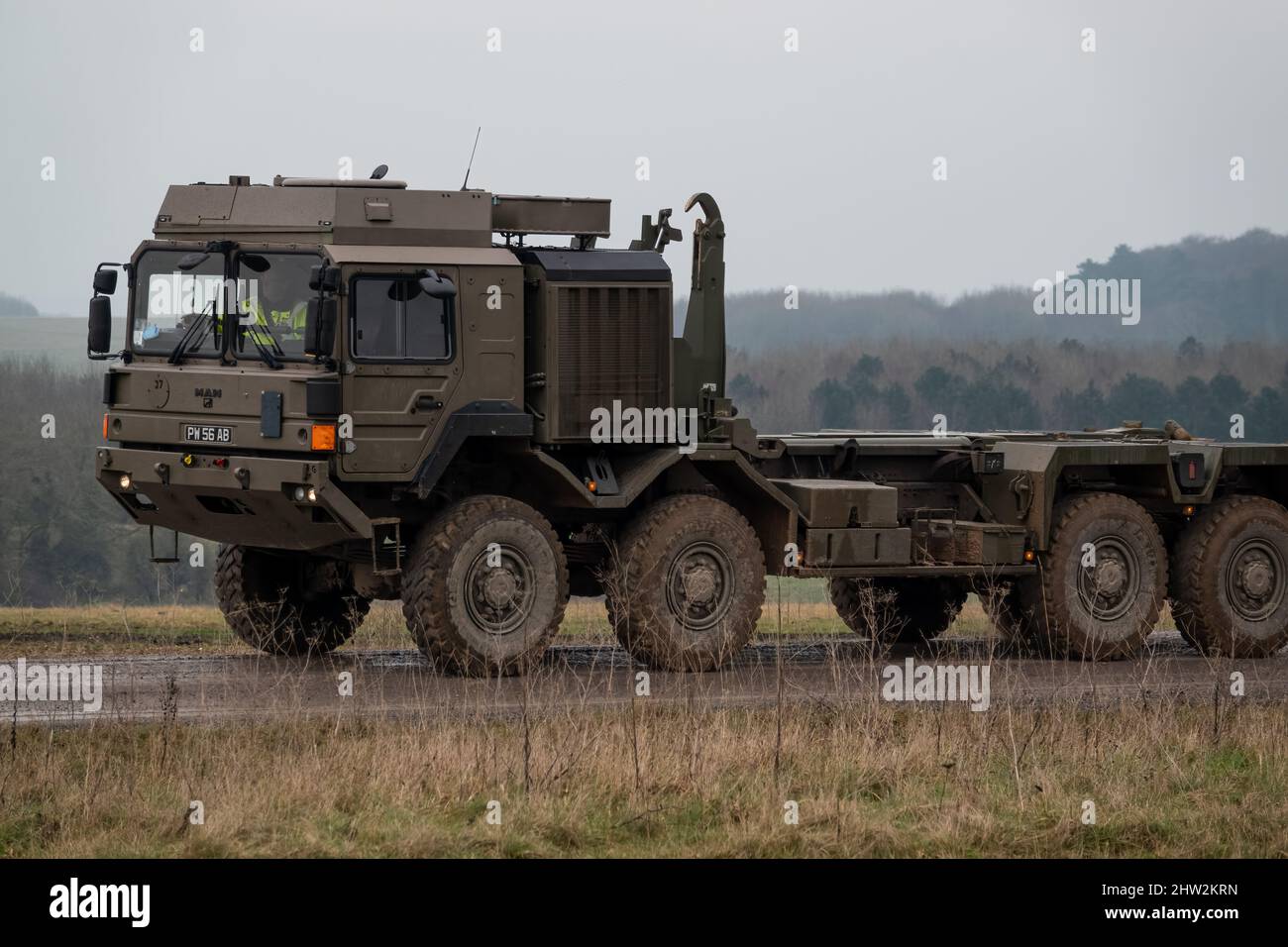 British army MAN SV HX77 8x8 EPLS Heavy Utility Truck in action on a ...